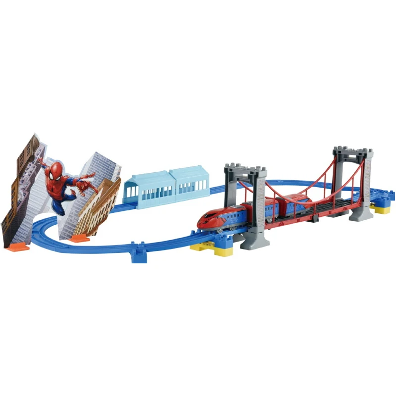 TAKARA TOMY Plarail Marvel Dream Railway Iron Man Spiderman Train Set ...