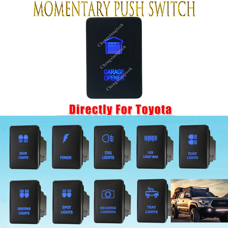 12v Blue Led Oem Momentary (on) Off Push Switch Garage Opener For ...
