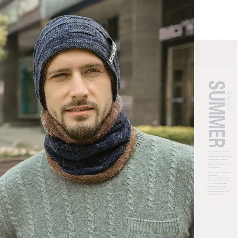 Xiaomi грелка для шеи вязаная шапка шарф Набор меховая шерстяная ...