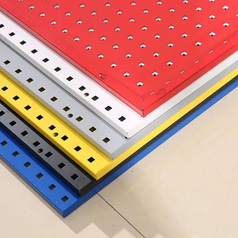 Round Or Square Hole Metal Pegboard Wall Rack Panel Shelf Organizer ...