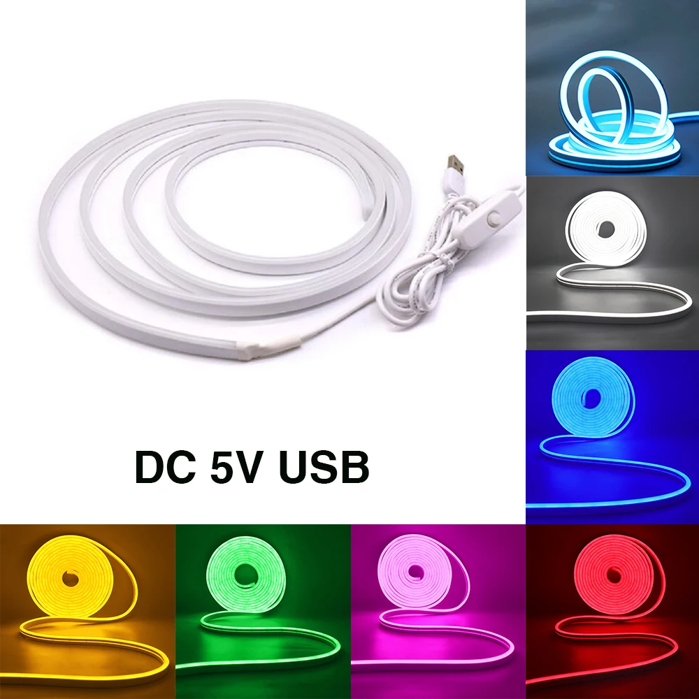 DC-5V-USB-Neon-Strip-IP65-Waterproof-DIY-Home-Decor-Red-Blue-Pink-White ...
