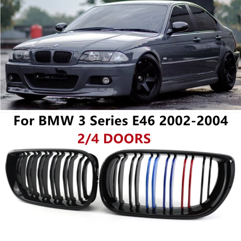 1 Pair Front Grilles For BMW 3 Series E46 2002-2004 2/4 Doors Gloss ...