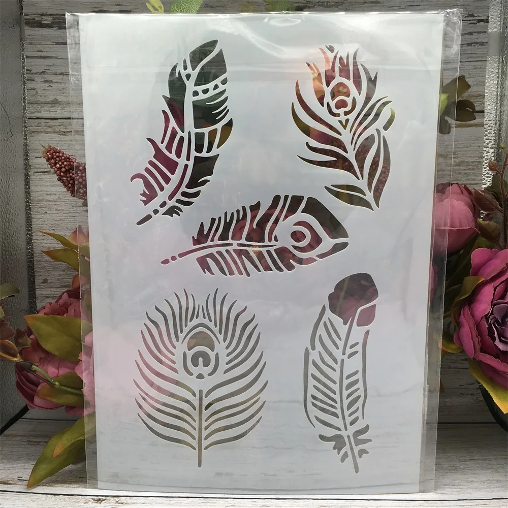 A4 29cm mandala cinco pena diy estênceis em camadas pintura scrapbook ...