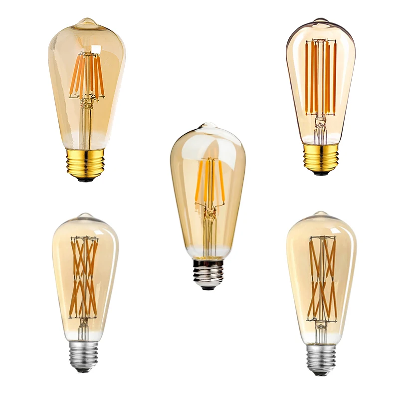 ST64 Vintage LED Filament Bulb E27 4W 6W 12W 16W Edison LED Light Bulb ...