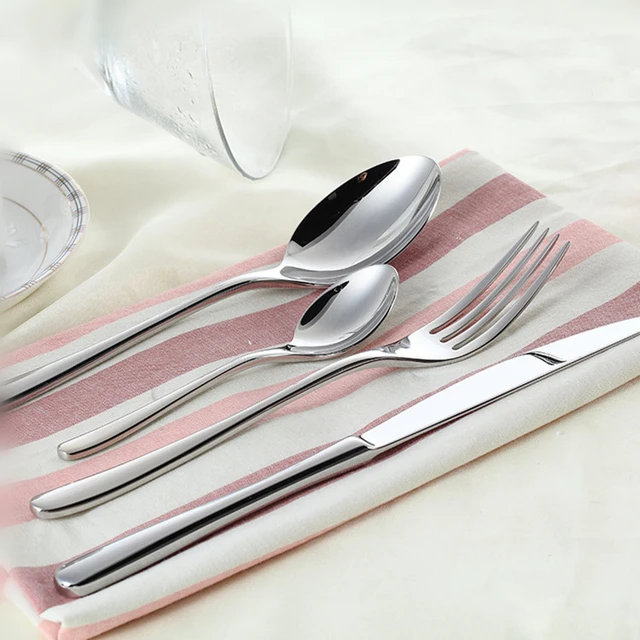 24Pcs/set Dinnerware Set 18/10 Stainless Steel Silverware Tableware ...