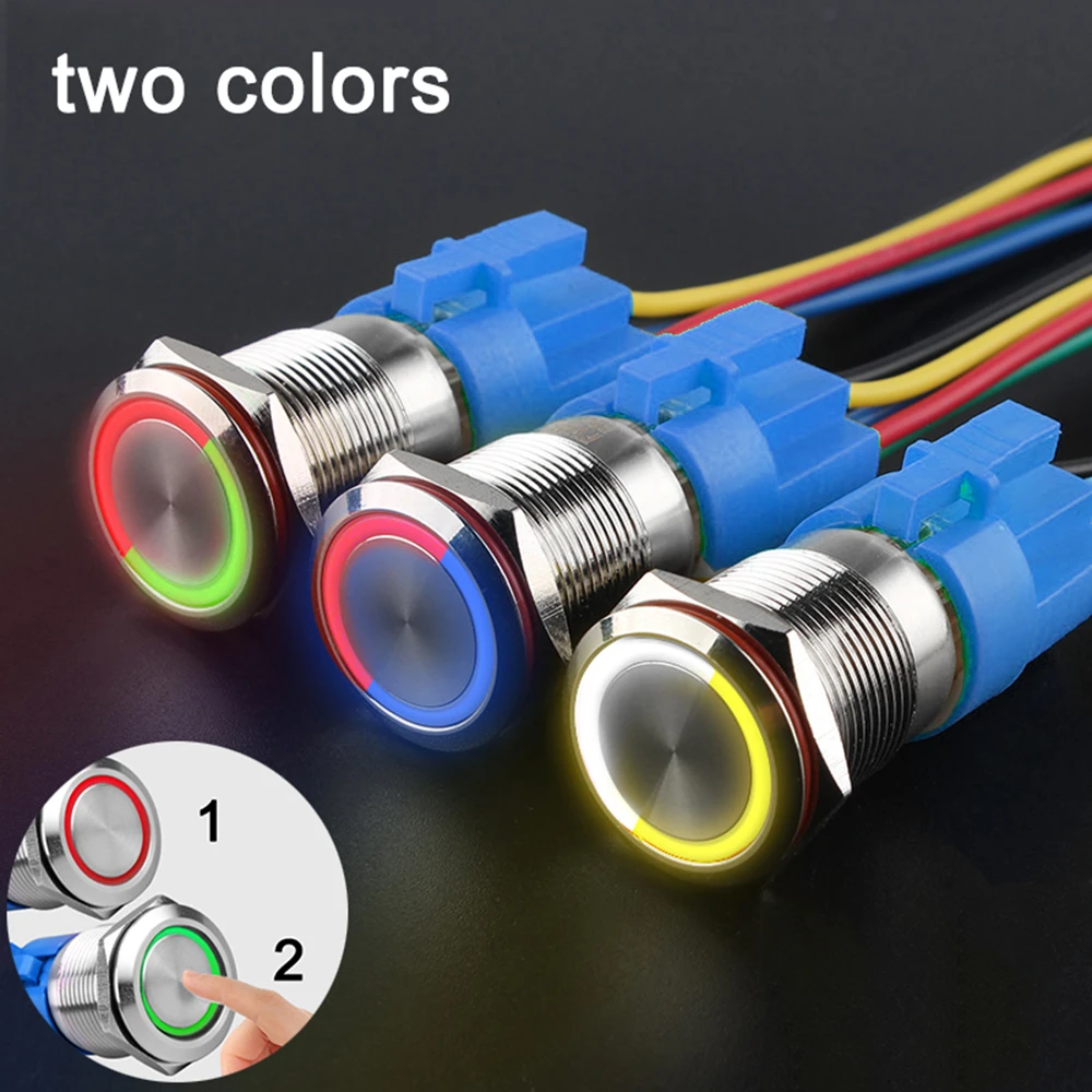 19mm 22mm Two-color Metal Push Button Switch With Waterproof Lamp ...