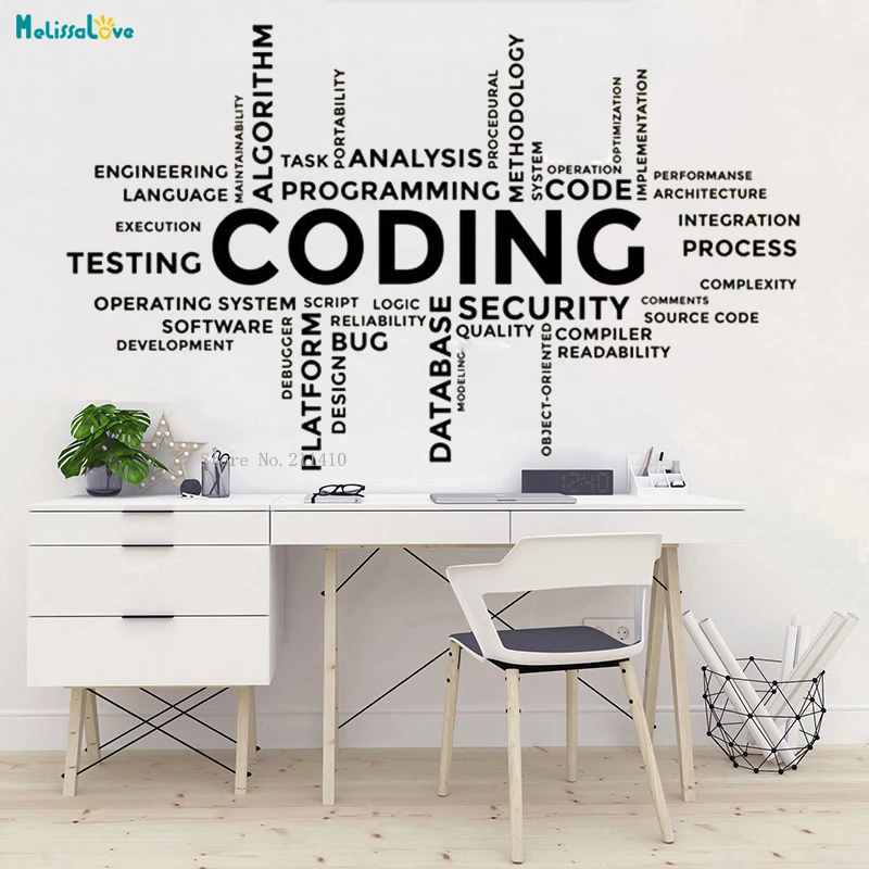 Coding Social Computer Language Wall Decals Office Quote Vinyl Large ...