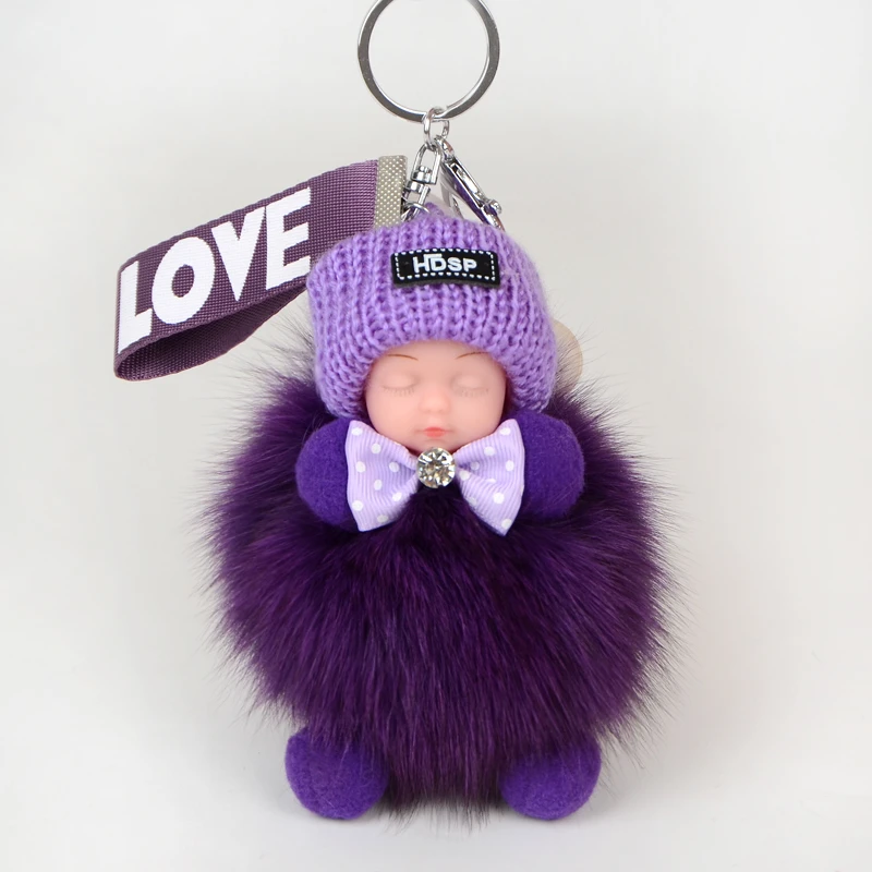 Key Chain Plush Cute Fox Fur Keychain Fluffy Accessories Key Chain Doll ...