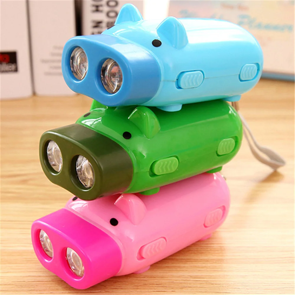 3pcs Cartoon Flashlight Hand Pressing Flash Light Portable Electric ...
