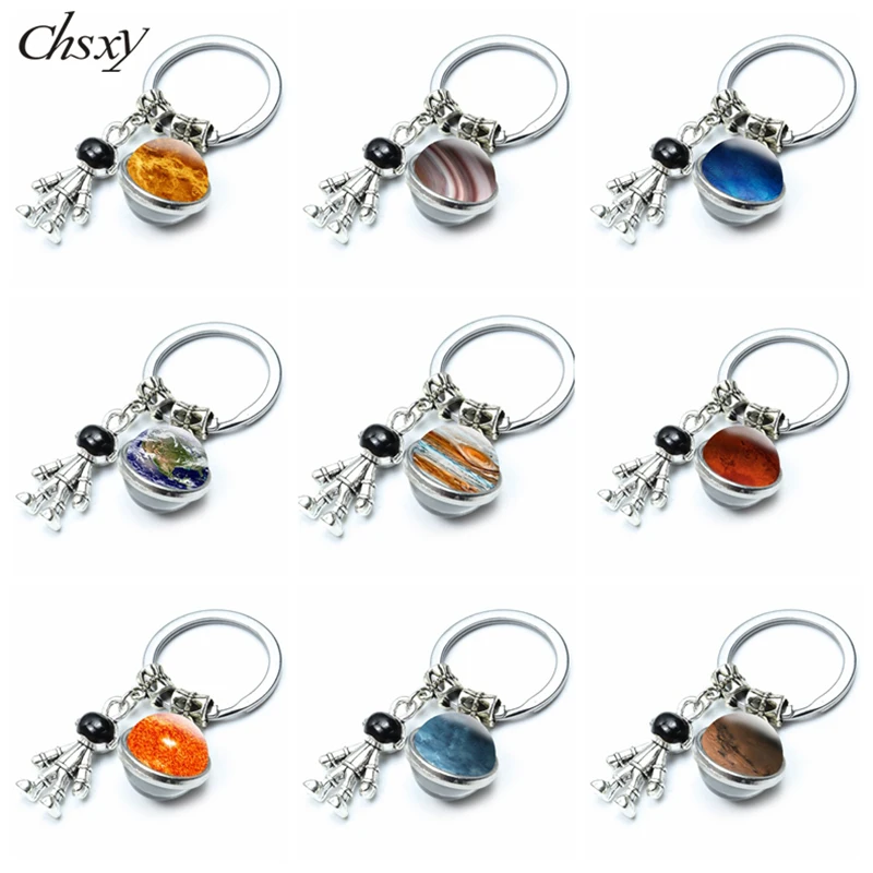 Solar System Planet Keychain Galaxy Nebula Moon Earth Sun Double Side ...
