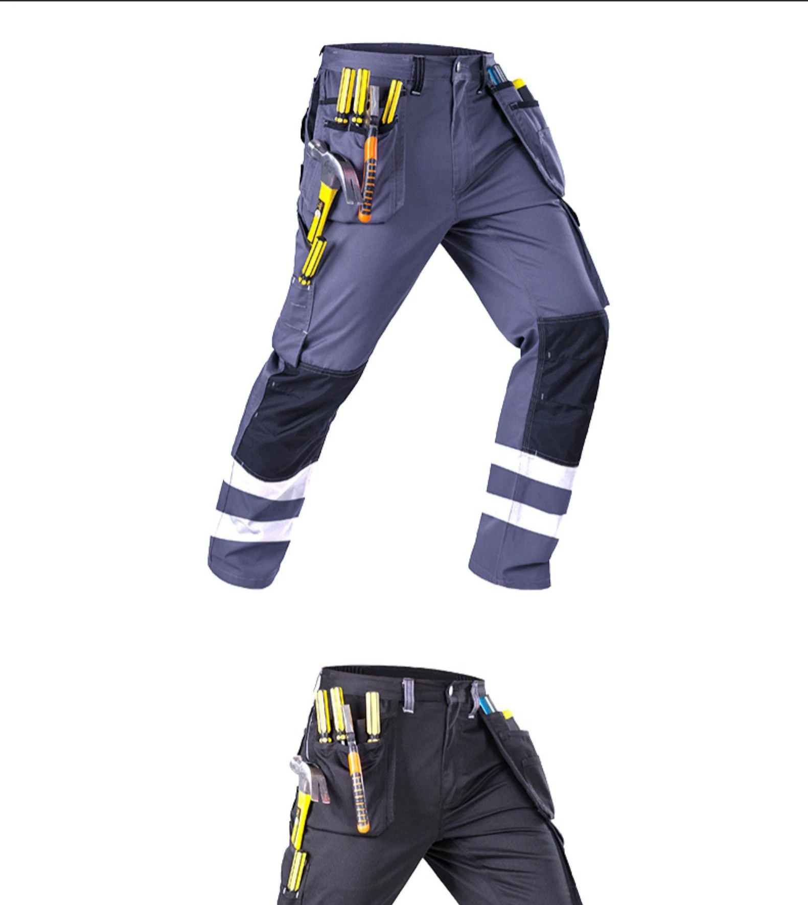 Mens Construction Working Pants Knee Reinforcement Workwear Trousers ...