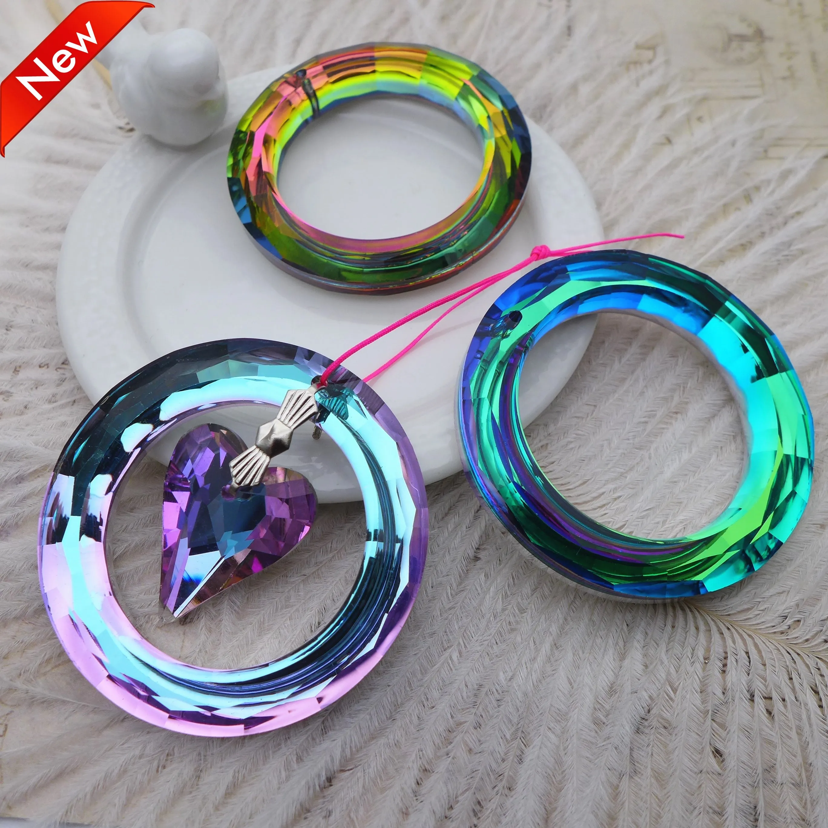 50mm Circle Suncatcher Window Crystal Prisms Lot Diy Raibow Pendants ...