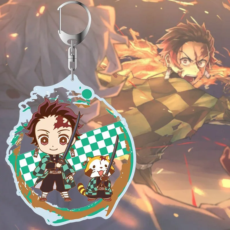 Demon Slayer Cute Anime Keychain Acrylic Blade Of Ghost Kawaii Key ...