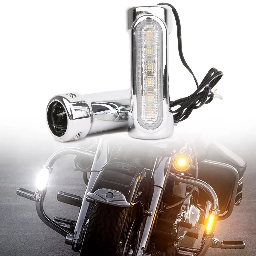 Chrome Motorcycle Highway Bar Switchback Driving Light White Amber LED ...