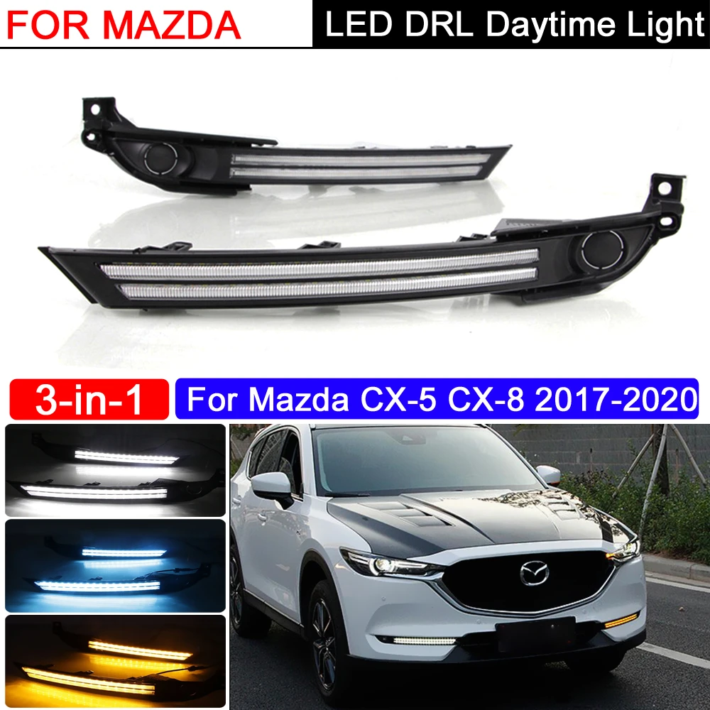 For Mazda Cx-8 Cx8 Cx5 2017 2018 2019 2020 12v Led Daytime Running Light Fog Lam Flowing Turn ...