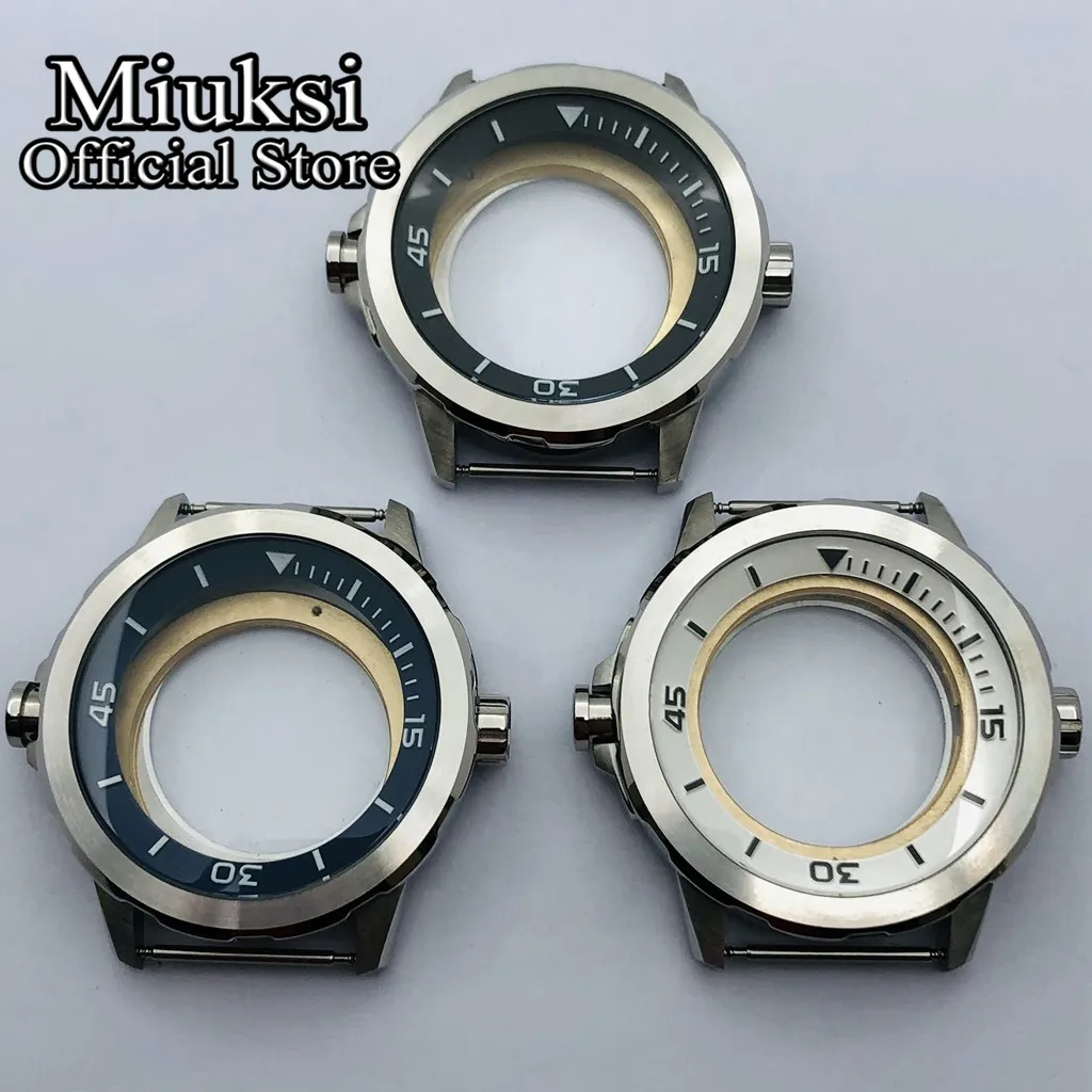 Miuksi 44mm Silver Stainless Steel Watch Case Fit Nh35 Nh36 Miyota 8205 ...