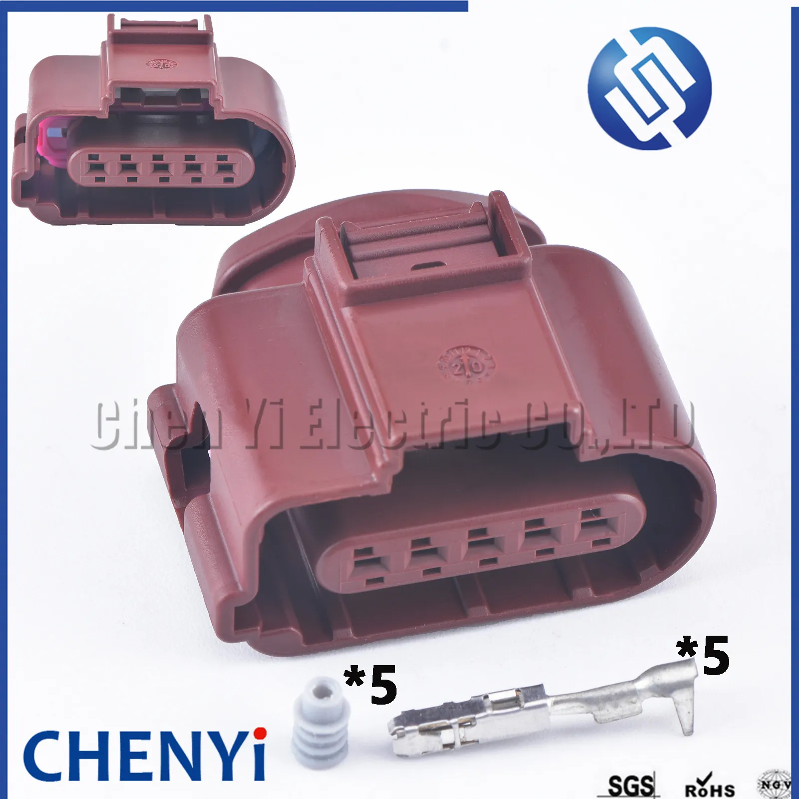 Brown 5 Pin Automotive waterproof connector Exhaust damper oil pump ...