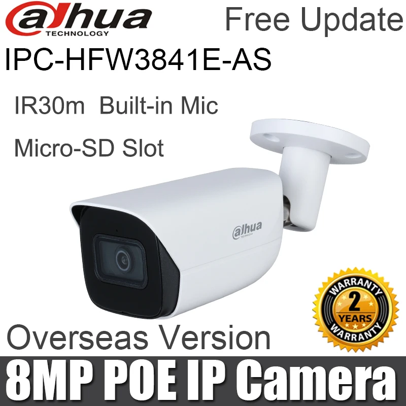 Dahua 8mp Ip Camera Ipc-hfw3841e-as Ir30m Bullet Camera Built-in Mic ...
