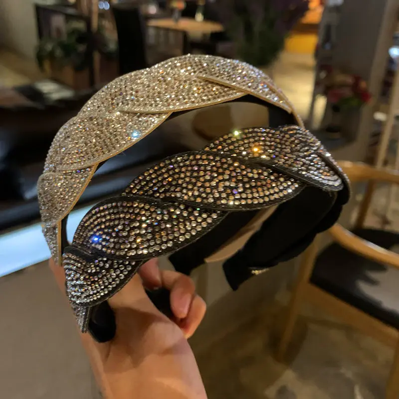 Korean Version Of The Wide-brimmed Wave Full-diamond Hair Band Female ...