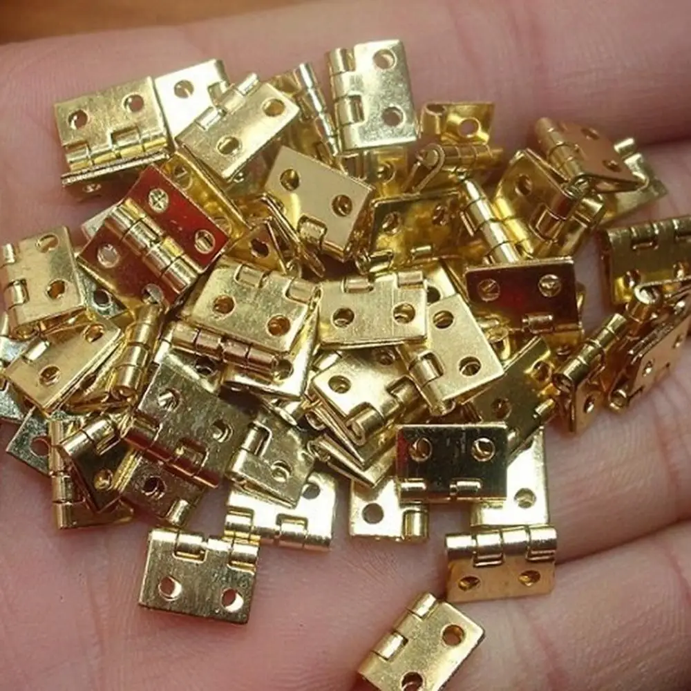 20Pcs Mini Metal Hinges Nails Mini copper hinge Miniature small fold ...