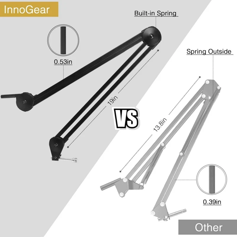 APEX Heavy Duty Mic Arm Microphone Stand Suspension Scissor Boom Stands ...