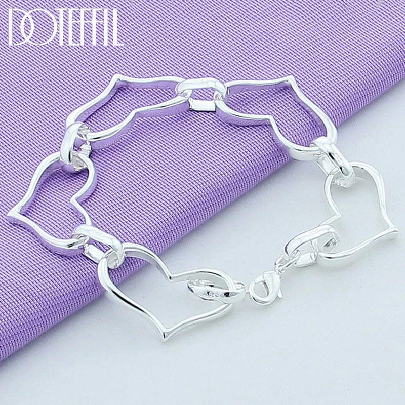 DOTEFFIL 925 Sterling Silver Heart Shaped Bracelet Fit European Clasp ...