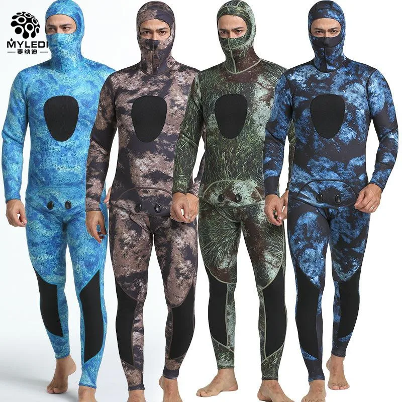 Men 3mm Spearfishing Wetsuit Diving Suit Camo Neoprene Split Wetsuits ...