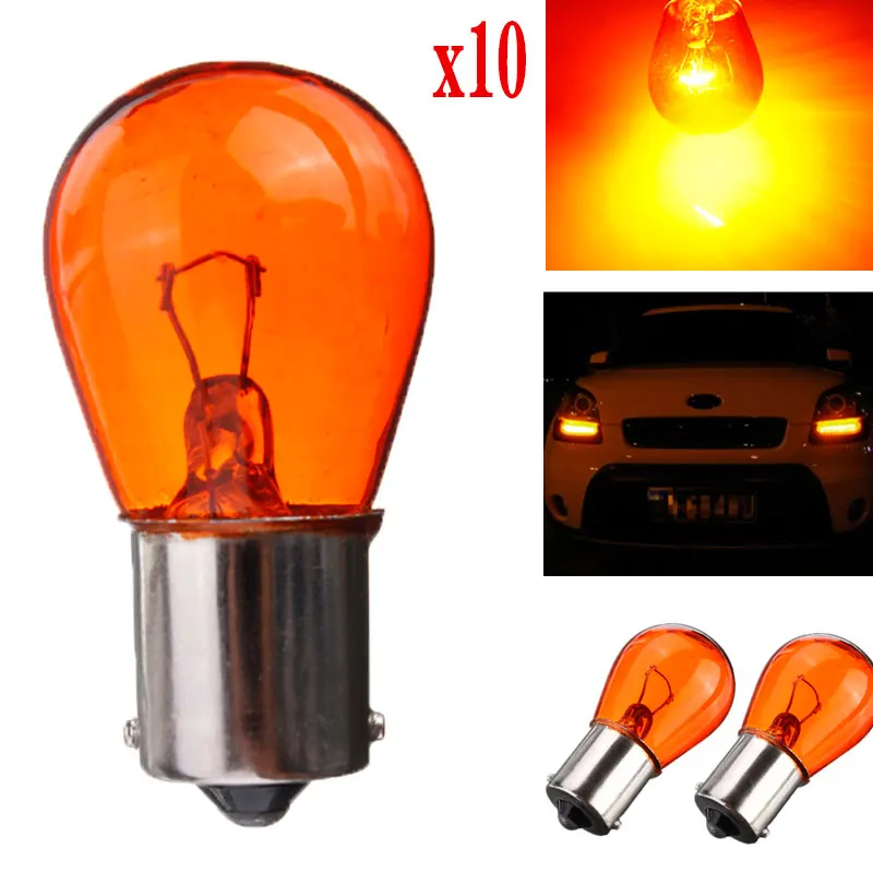 10Pcs/Set 1156 BA15S 581 21W Amber Car Auto Scooter Indicator Break ...