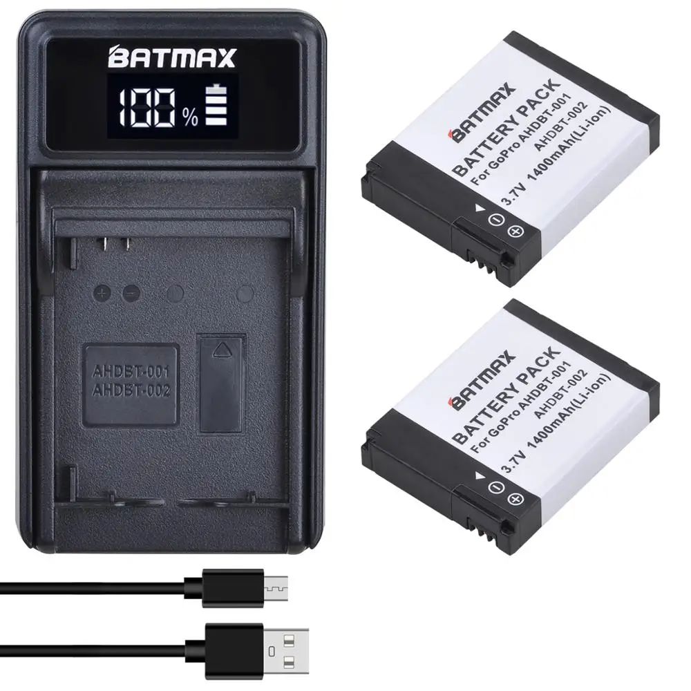 2X-1400mAh-Battery-LED-USB-Charger-for-GoPro-HD-Hero-1-2-Hero1-Hero2 ...