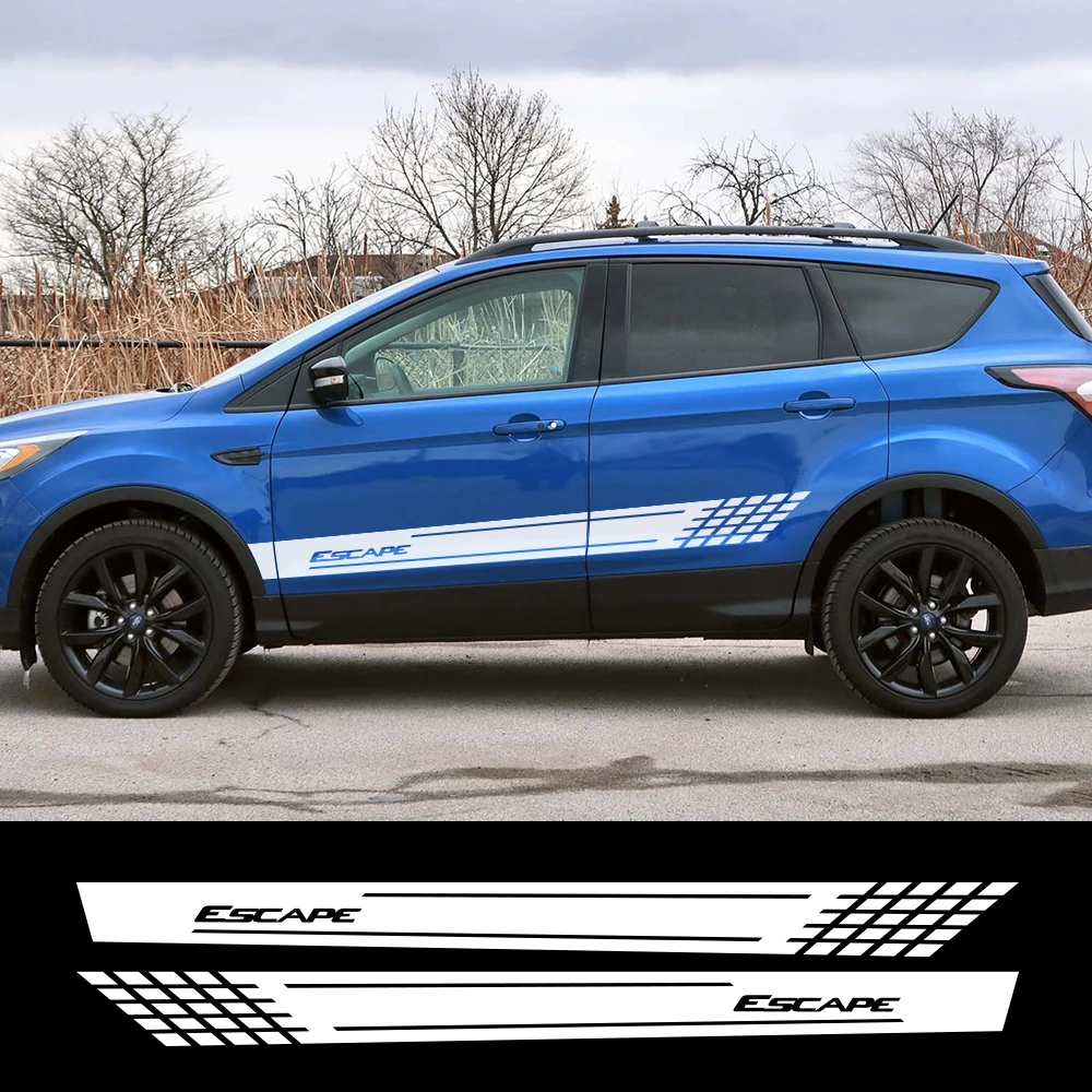 2pcs-Car-Stylish-Side-Stripe-Stickers-For-Ford-Escape-Racing-Sport ...