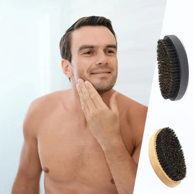 Овальная портативная щетина кабана, щетка для бороды, Мужская чистка ...