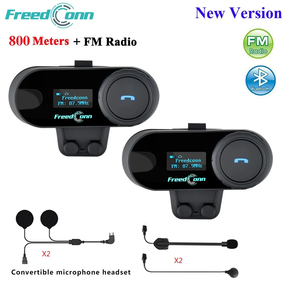 FreedConn 2 pcs Motorcycle Intercom Helmet Bluetooth 5.0 Headset BT ...