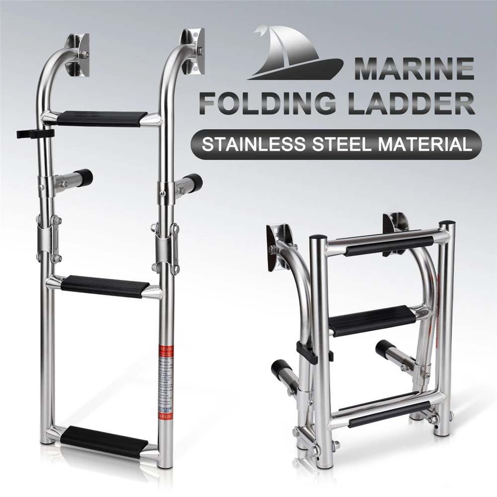 4 Step Pontoon Ladder Folding s (Flush Mount Quick Release Pontoon Boat ...