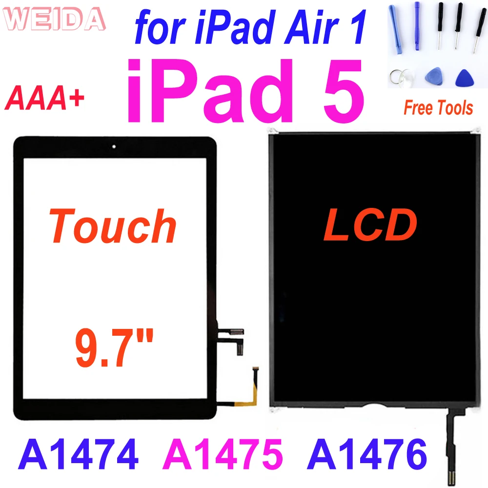 AAA+ 9.7" iPad 5 LCD for iPad Air 1 A1474 A1475 A1476 LCD Display Touch ...