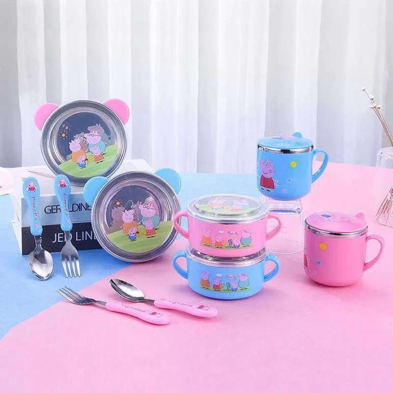 Peppa Pig Boxed 5 Piece Tableware Set Peppa Pig Stainless Steel Rice ...