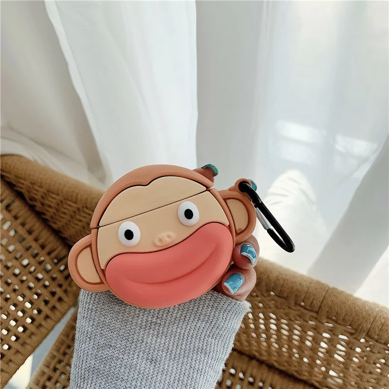 For AirPod 1 2 Case 3D Sausage Monkey Cute Soft Silicone Earphone Cases ...