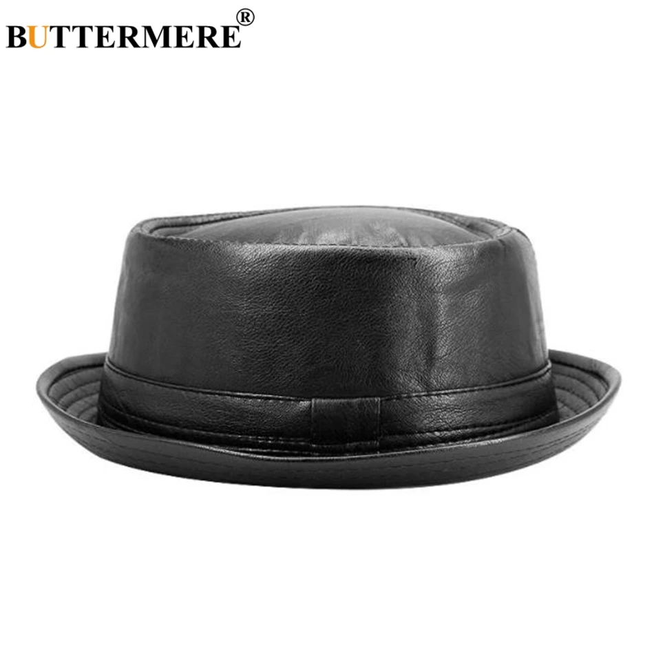 BUTTERMERE Sombrero Trilby de cuero negro para hombre y mujer, gorra ...