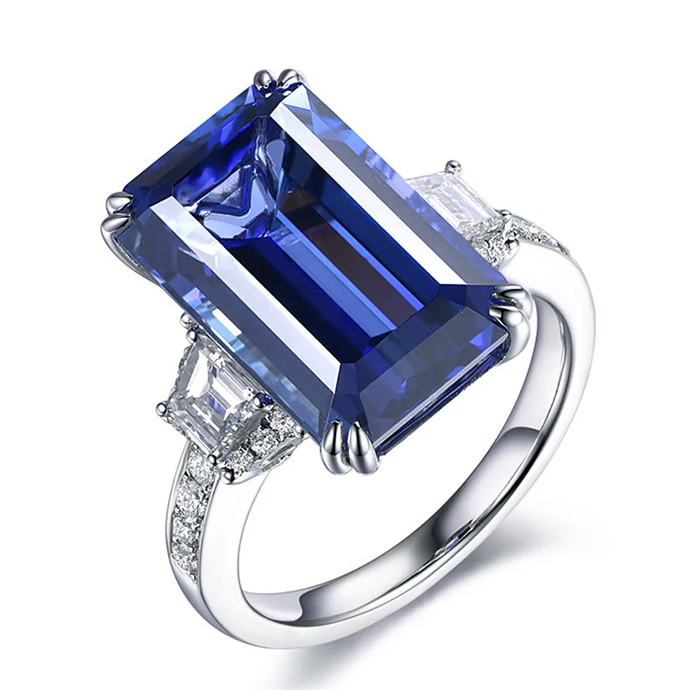 Blue Square Diamond Rings