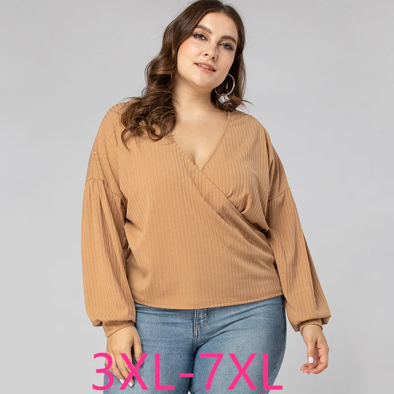 New-2021-Spring-Autumn-Plus-Size-Tops-For-Women-Large-Long-Sleeve-Loose ...