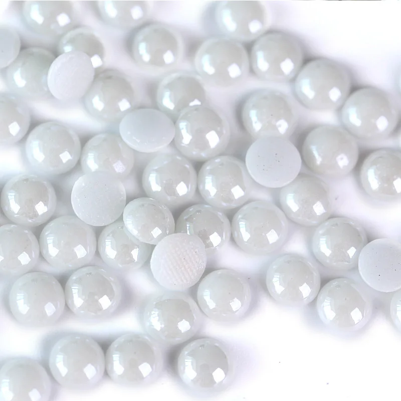 White-Ceramic-Hotfix-Rhinestones-Flatback-Crystal-Half-Round ...