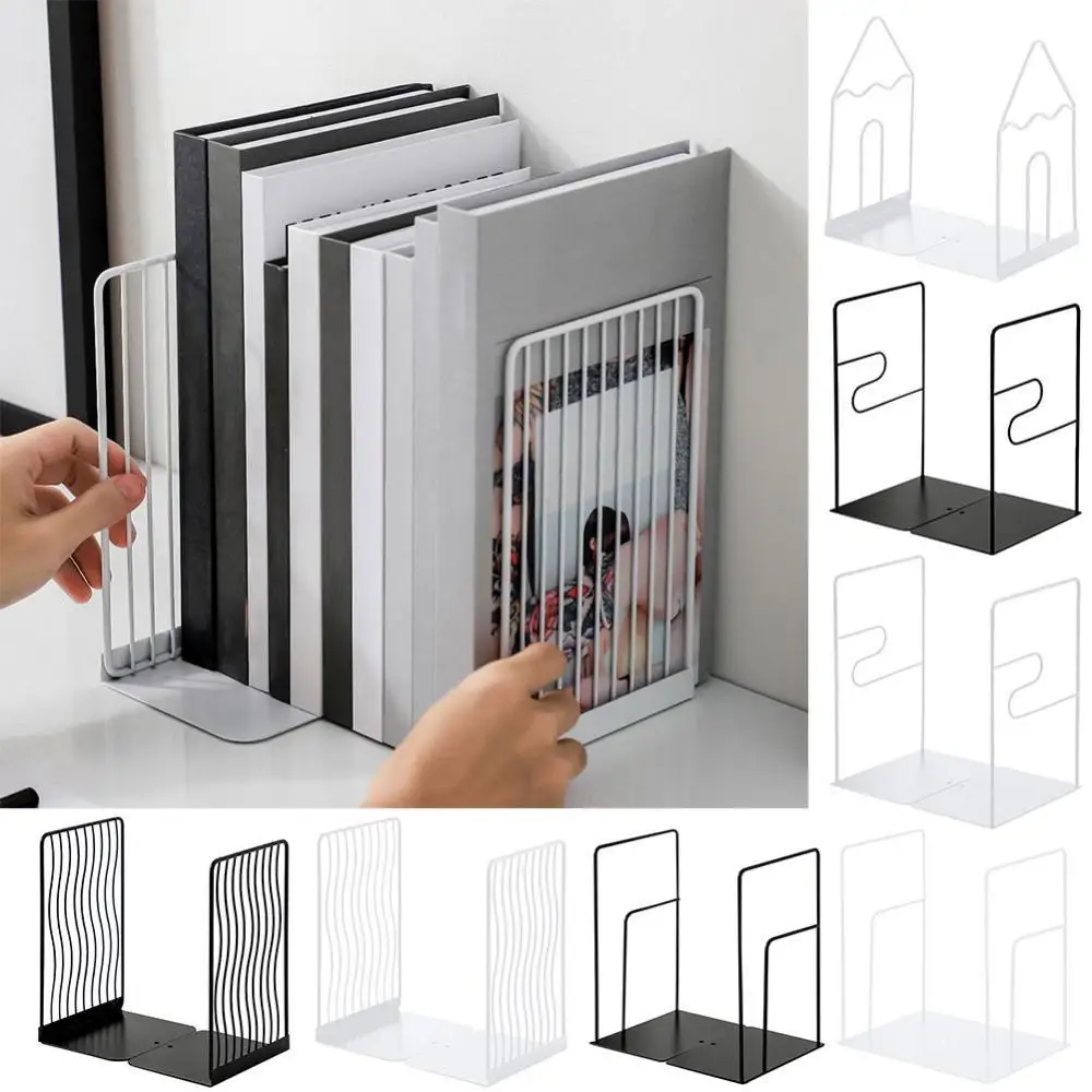 Iron Desktop Table Bookends Book File Storage Holder Office School ...