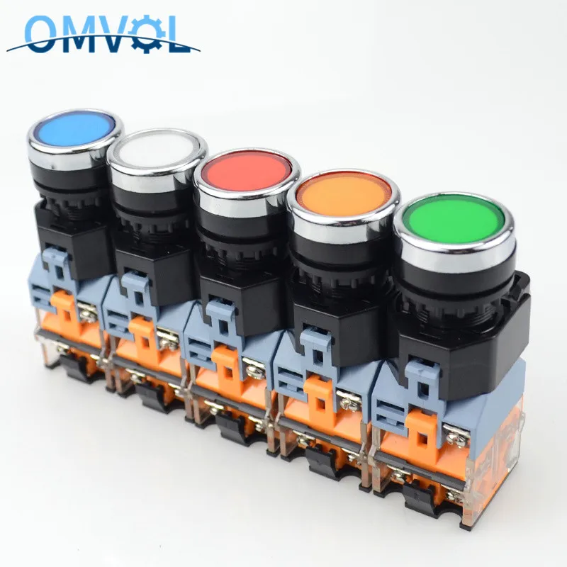 1pc 22mm Momentary &self-locking Push Button Switch With Light 12v 24v ...