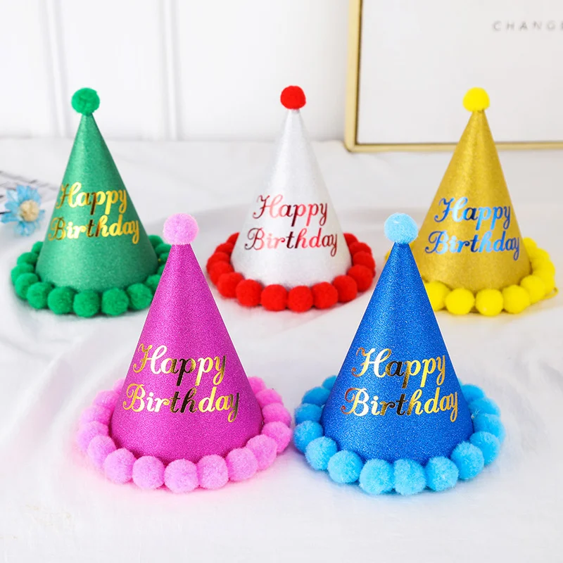 Birthday-party-decoration-hair-ball-party-hat-children-adult-birthday ...