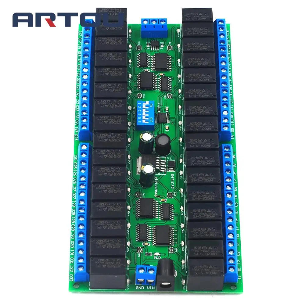 12V 32-channel RS485 relay Modbus RTU protocol Serial remote control ...