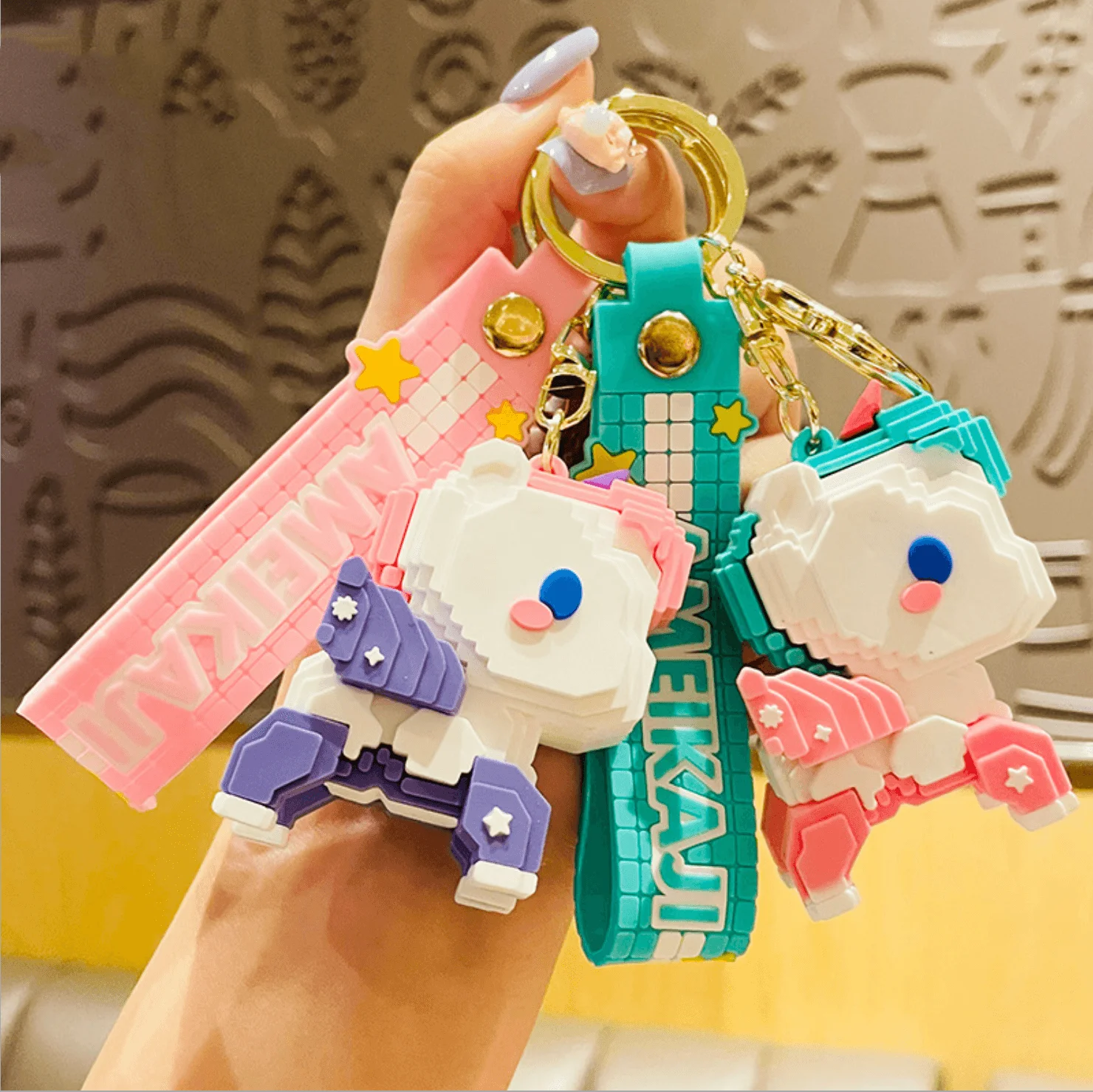 Cool and Cute Unicorn Keychain Building Block Series Keychain Cartoon ...