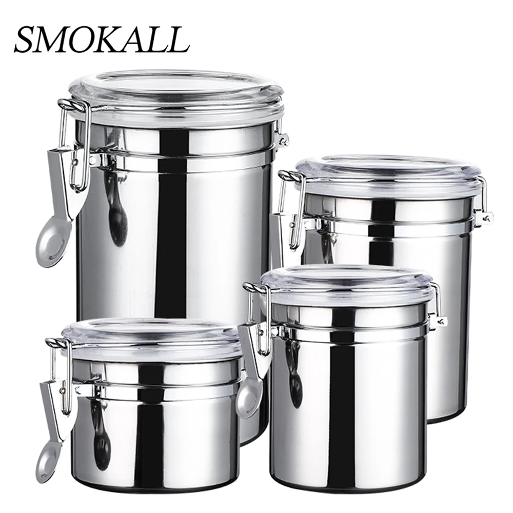 Caja-de-almacenamiento-herm-tica-de-acero-inoxidable-tarro-de-hierbas-y ...