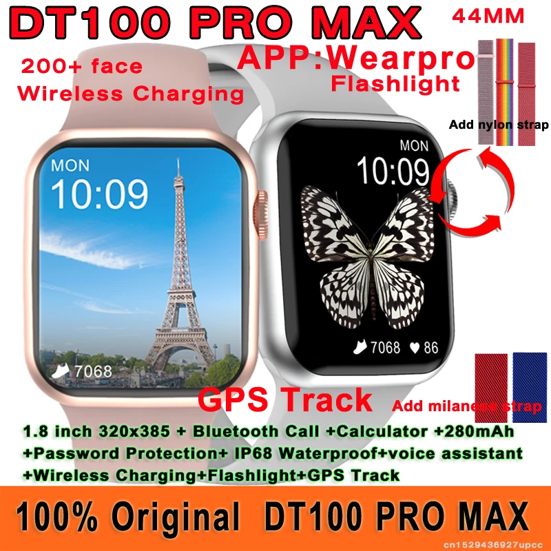 Reloj inteligente DT100 Pro MAX Original, dispositivo resistente al agua IP68, con GPS ...