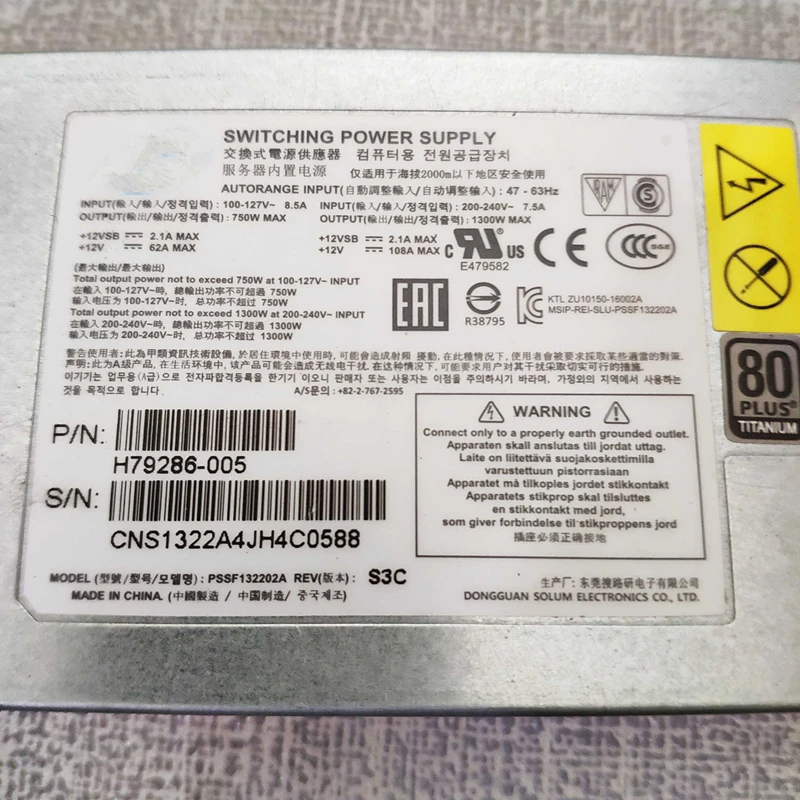 Original PSU For Intel R2312WF 1300W Switching Power Supply PSSF132202A ...