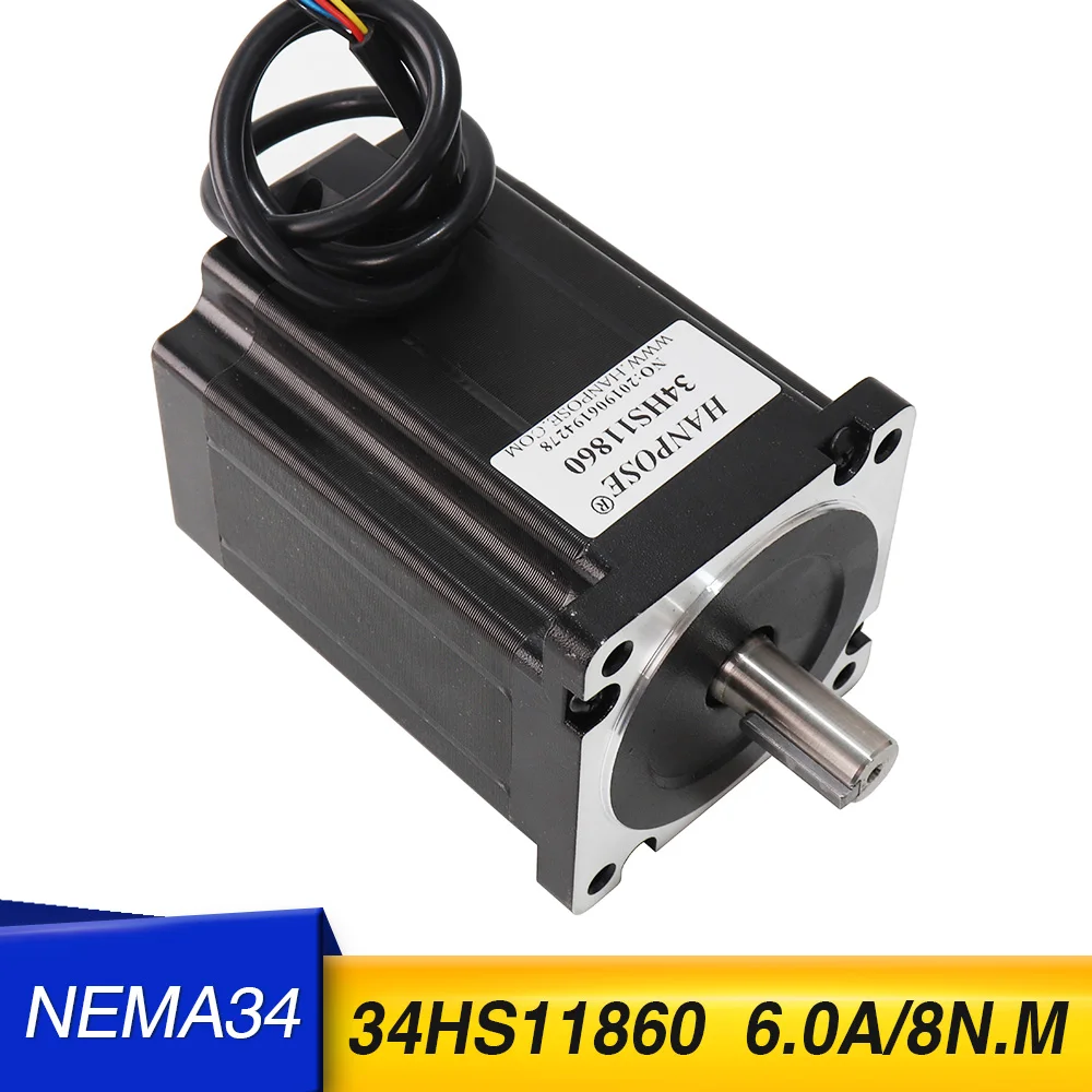 86 stepper motor 86X118mm 2 phase high torque 8.0N.m 6.0A D14mm Nema34 ...