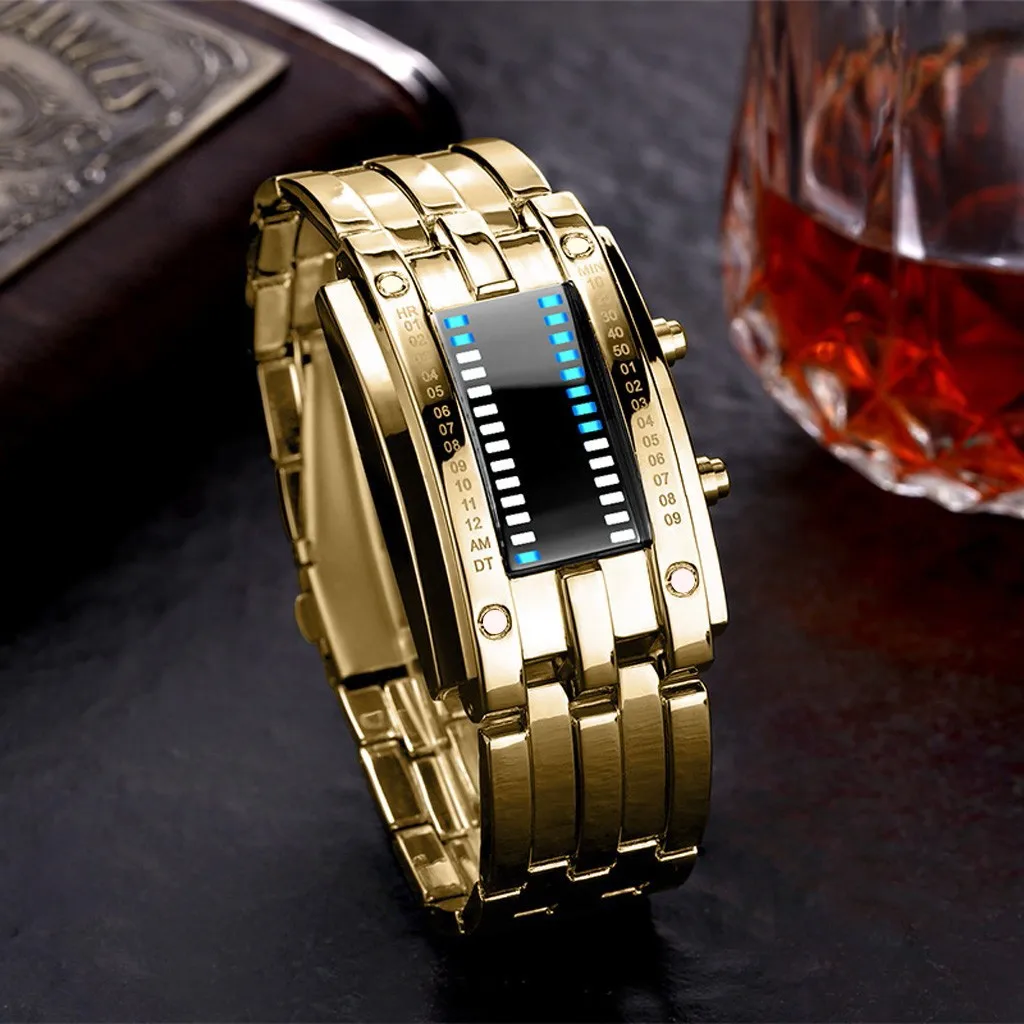 Luxury Men's Watch Stainless Steel Date Digital Led Sports Bracelet ...